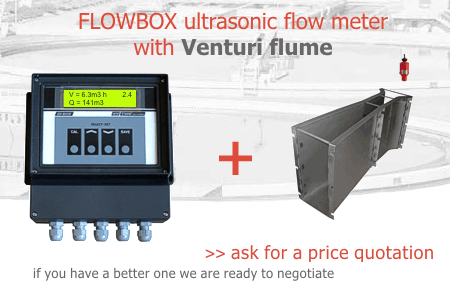 Liquid flow rate measurement with Venturi flume and FLOWBOX flow meter ...